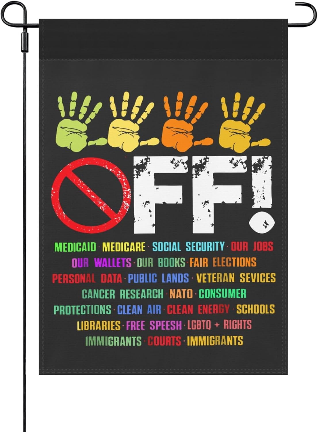 Made In USA Hands Off Protest Garden Flag Double Sided Humorous House ...