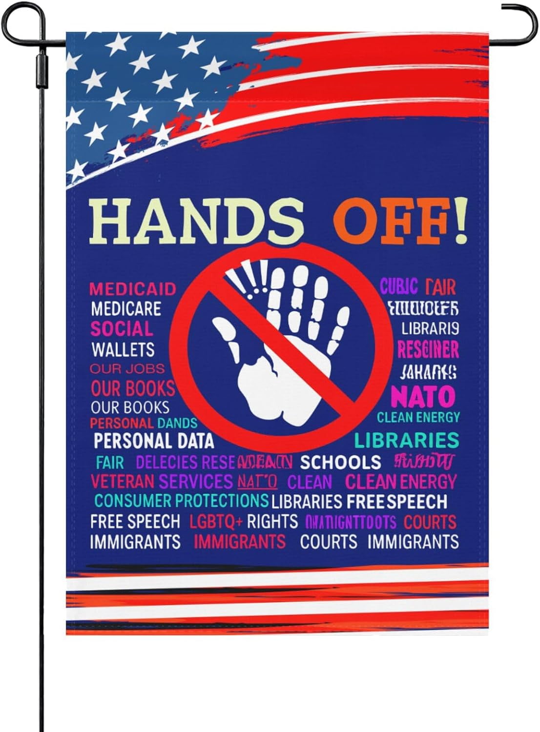 Made In USA Hands Off Protest Garden Flag Double Sided Humorous Outdoor ...