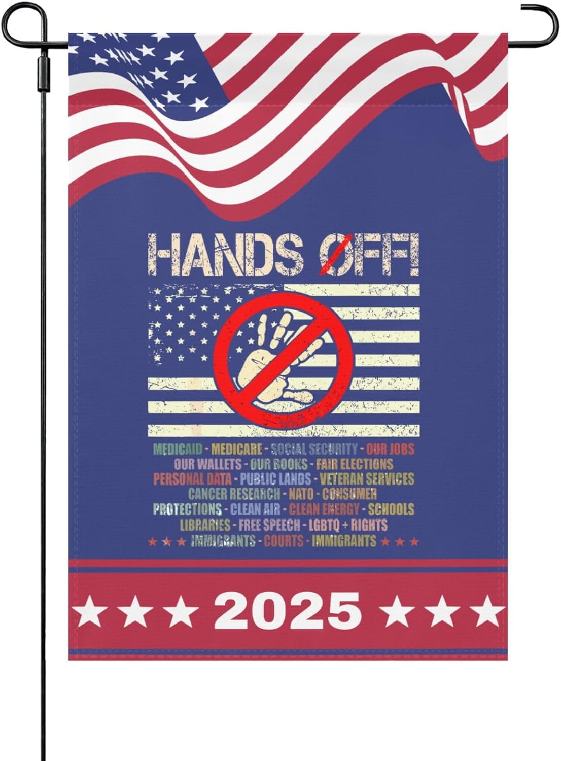 Made In USA Hands Off Protest Garden Flags Double Sided Hilarious ...