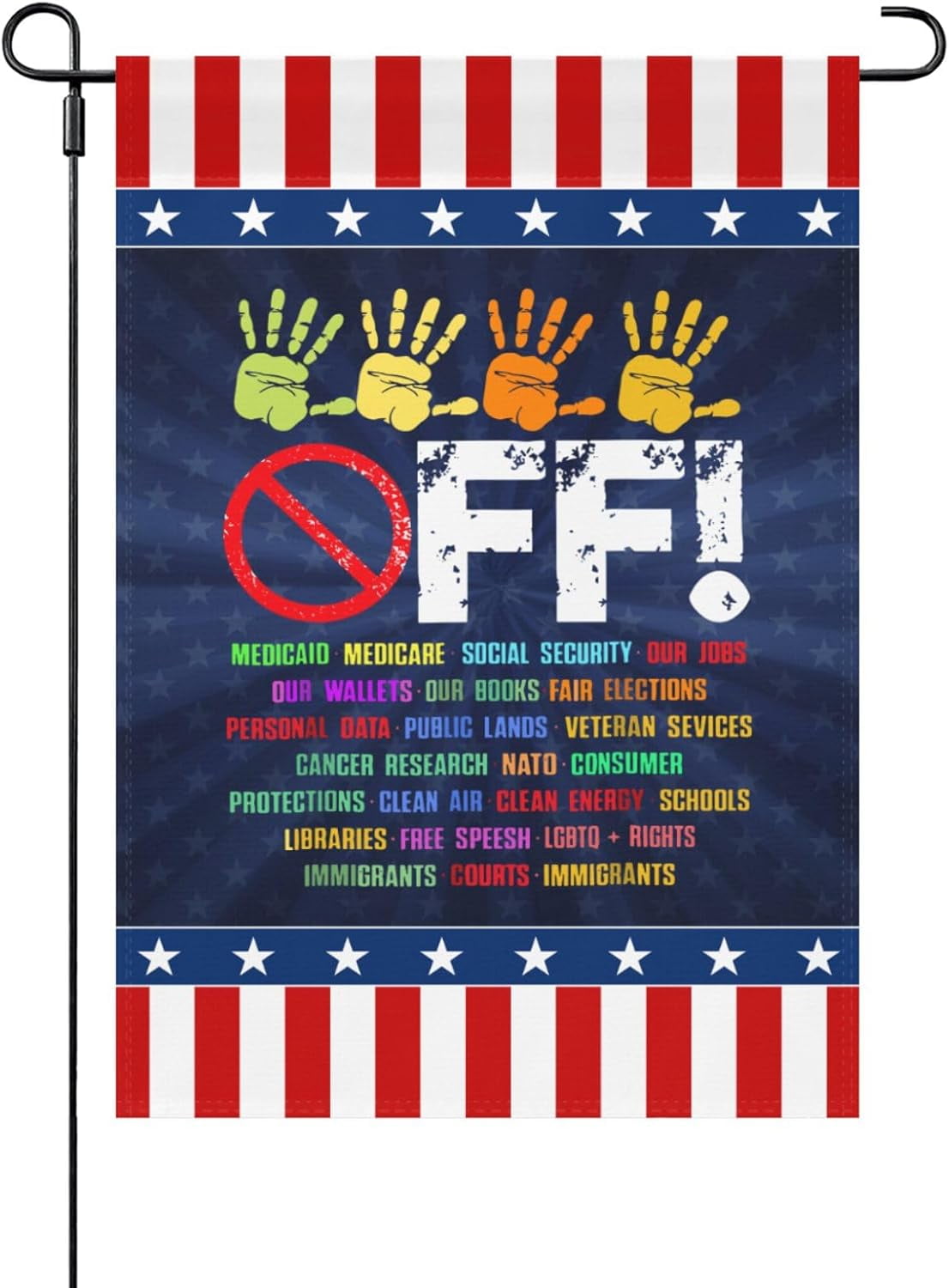 Made In USA Hands Off Protest House Flag Double Sided Inspirational ...