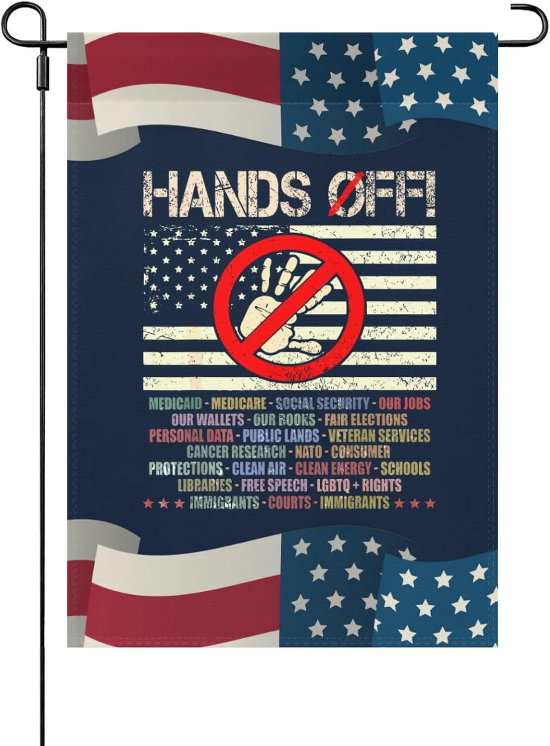 Made In USA Hands Off Protest House Flag Humorous Small Garden Flags ...