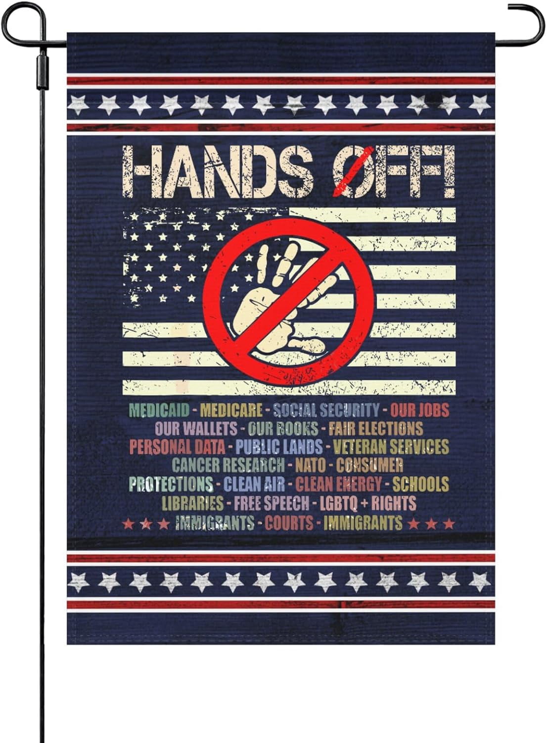 Made In USA Hands Off Protest Outdoor Flag Double Sided Art Small ...