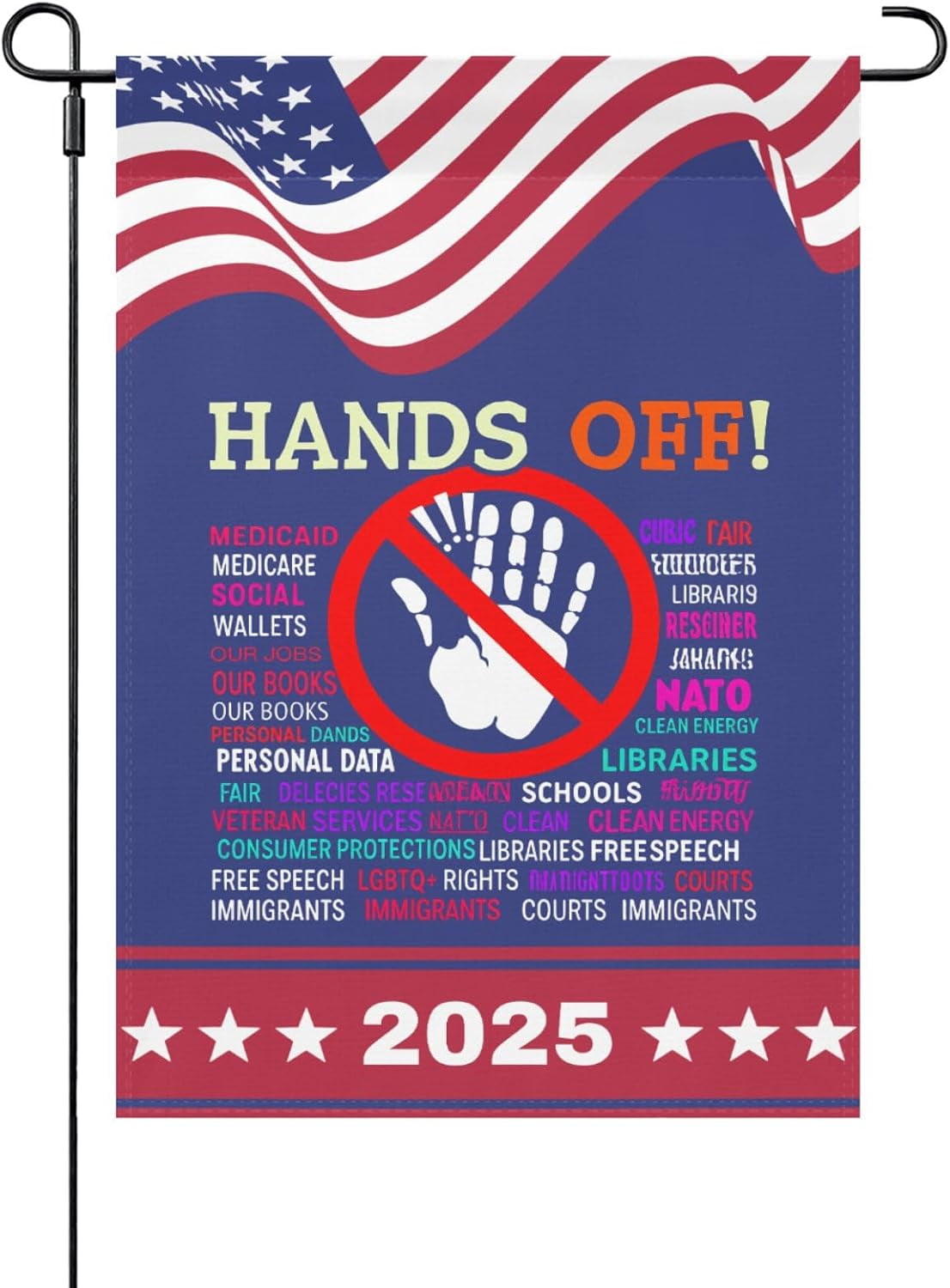 Made In USA Hands Off Protest Yard Flag Double Sided Art Funny Garden ...