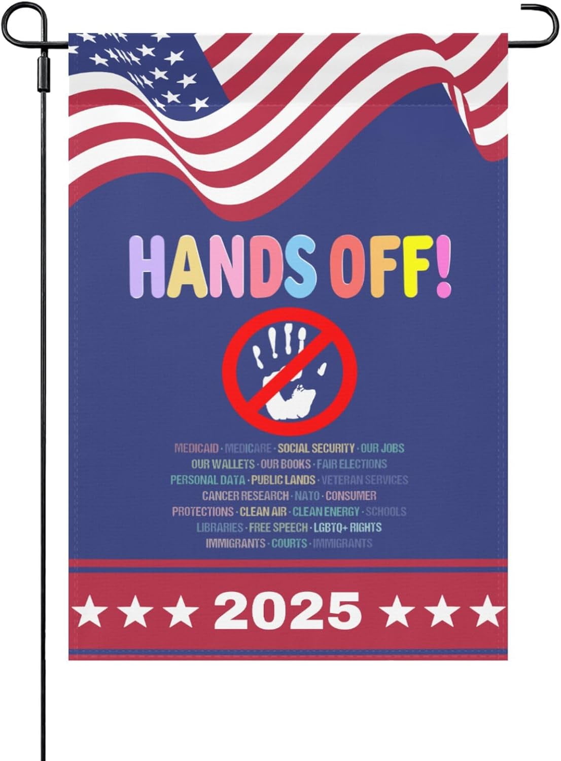 Made In USA Hands Off Protest Yard Flags Double Sided Art Small Garden ...