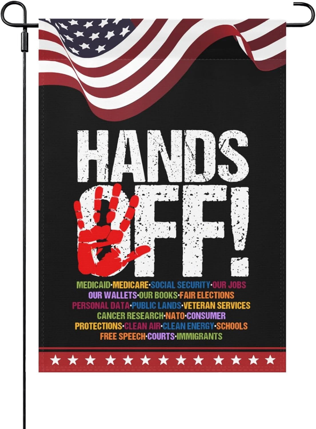 Made In USA Hands Off Protest Yard Flags Double Sided Inspirational ...