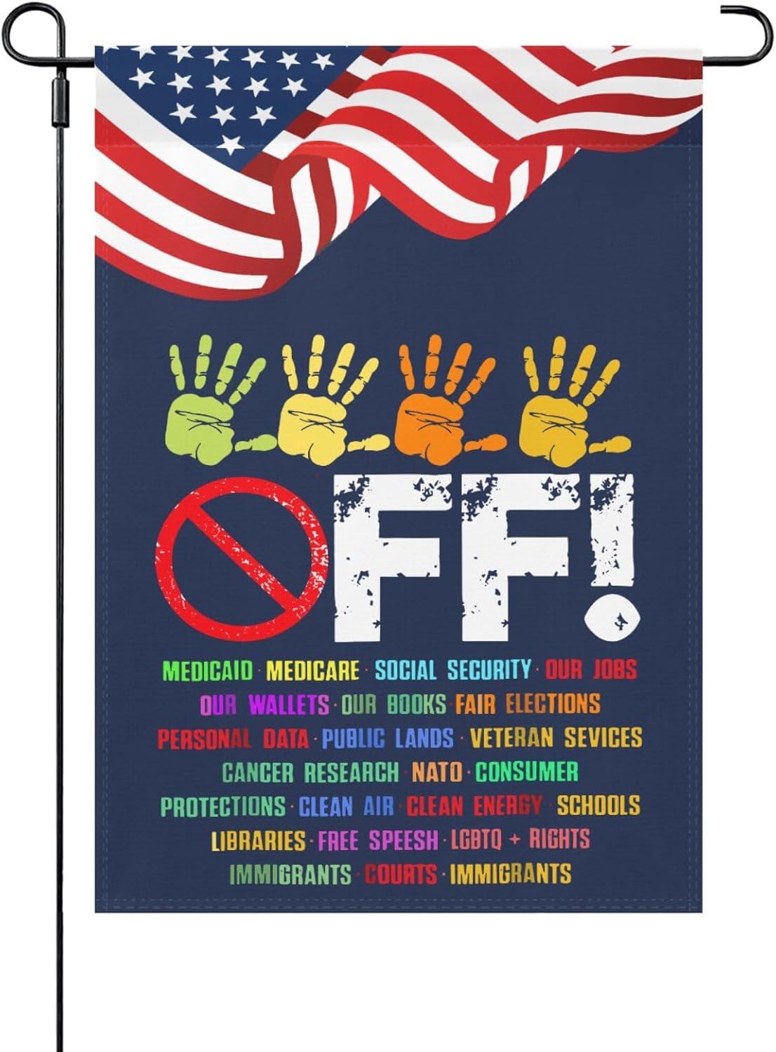 Made In USA Hands Off Protest Yard Flags Double Sided Retro Garden ...