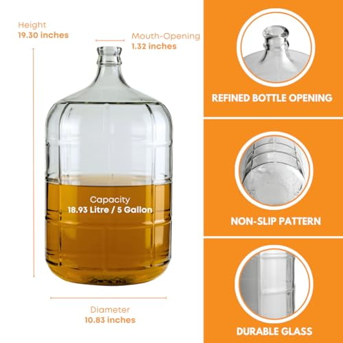 [Made with Italian Glass] Our 5 Gallon Carboy is Crafted with Authentic ...