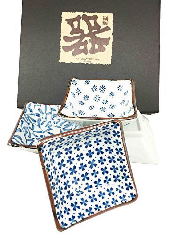 Made in Japan Blue Multi Pattern Square Glazed Ceramic Sauce Condiment ...