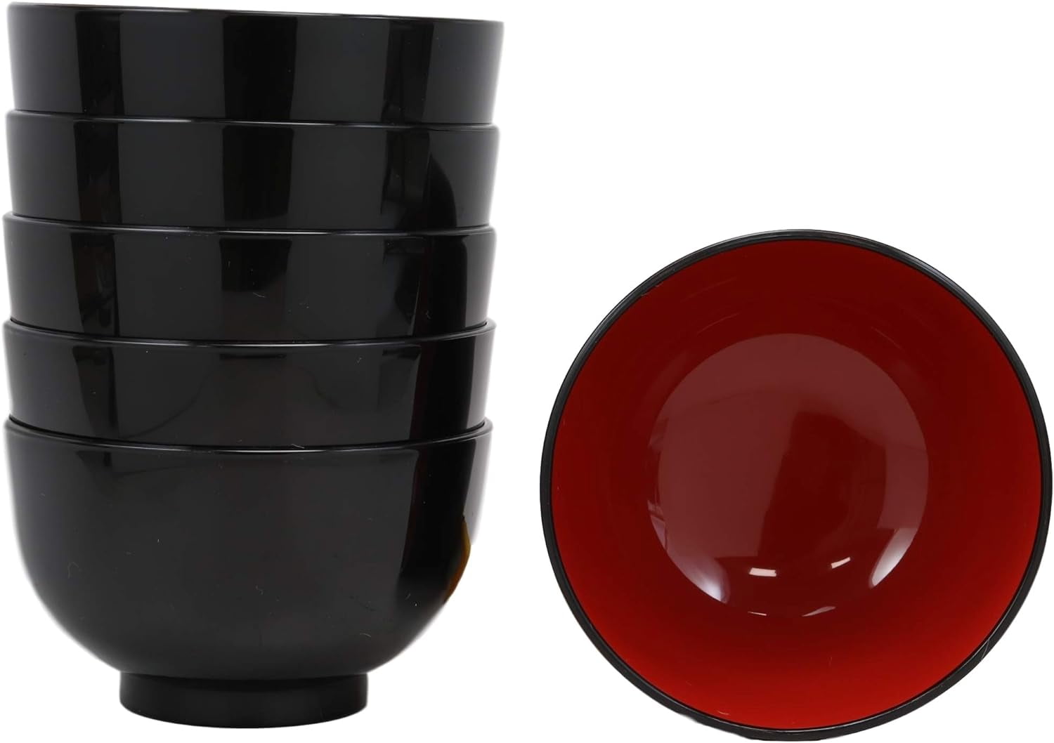Made In Japan Traditional Black Red Lacquer polymer Plastic Small Bowl ...