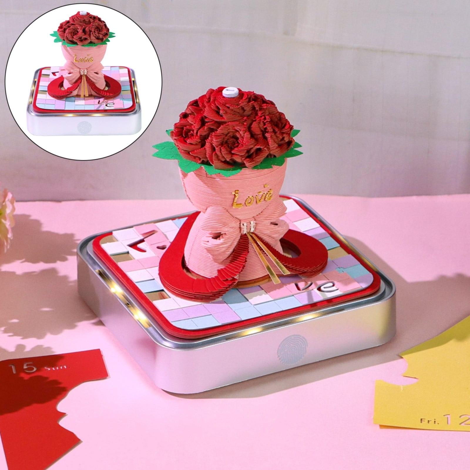 Made of Plastic, Calendar 3D Calendar 2025 Valentine's Day Rose Bouquet ...