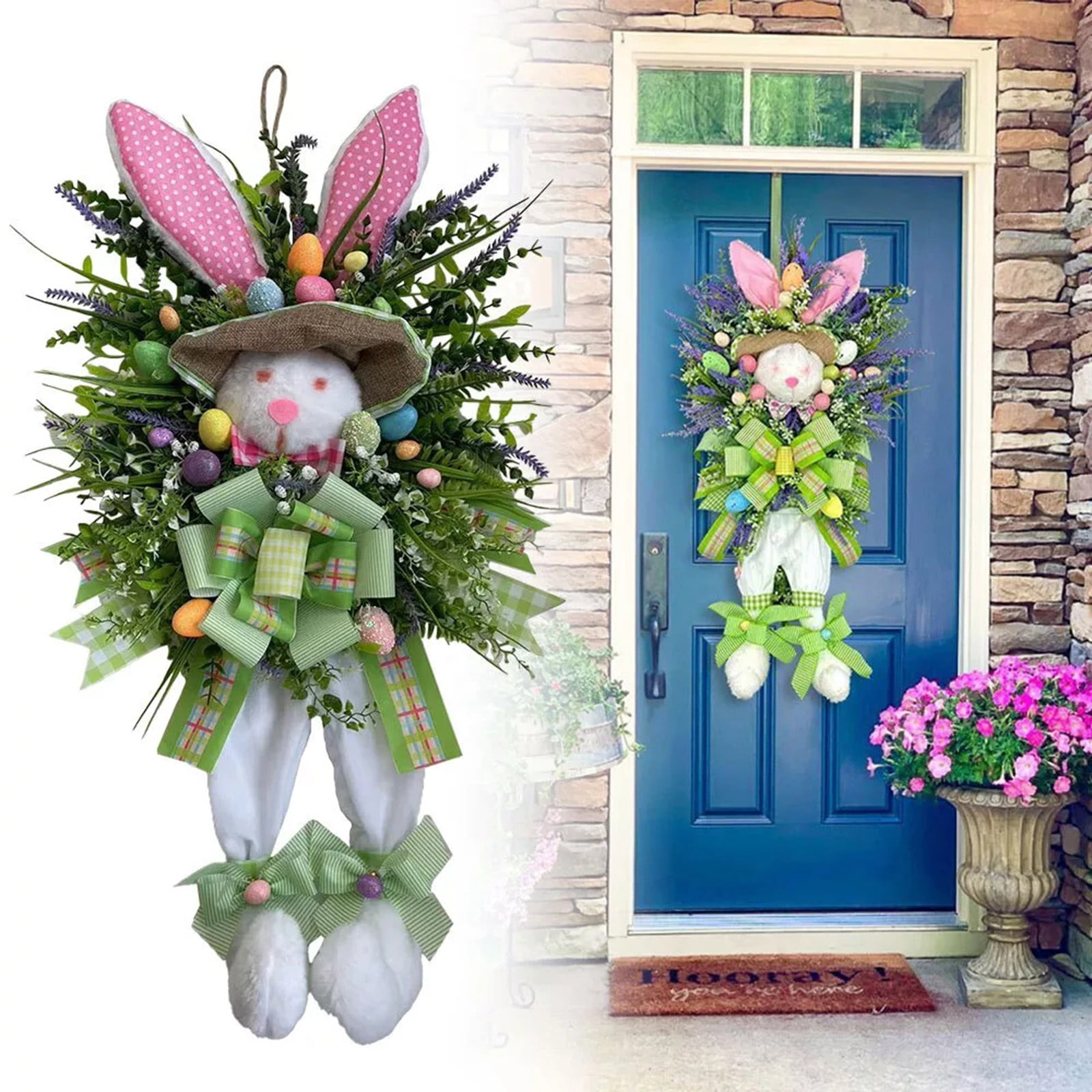 Made of Plastic, Wreath Easter Wreath Stuffed Easter Front Door Wreath ...