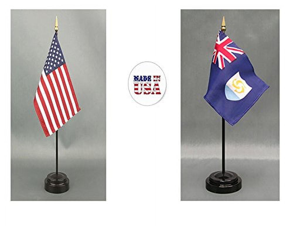Made in The USA. 1 American and 1 Anguilla Rayon 4"x6" Miniature Office ...