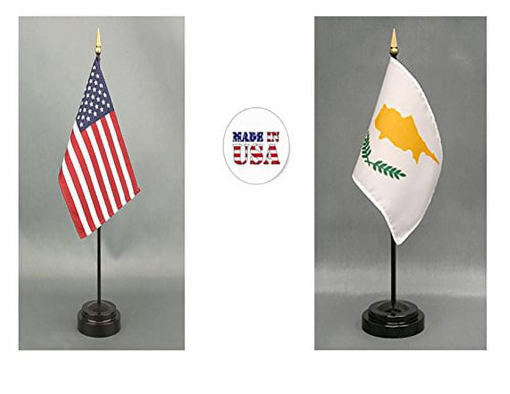 Made in The USA. 1 American and 1 Cyprus Rayon 4"x6" Miniature Office ...