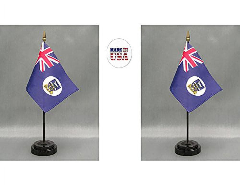 Made in The USA. 1 American and 1 Falkland Islands Rayon 4"x6" Office ...