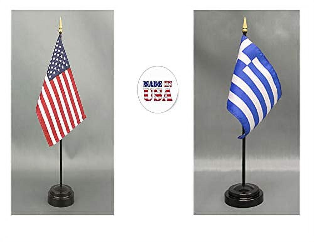 Made in The USA. 1 American and 1 Greek Rayon 4"x6" Office Desk ...