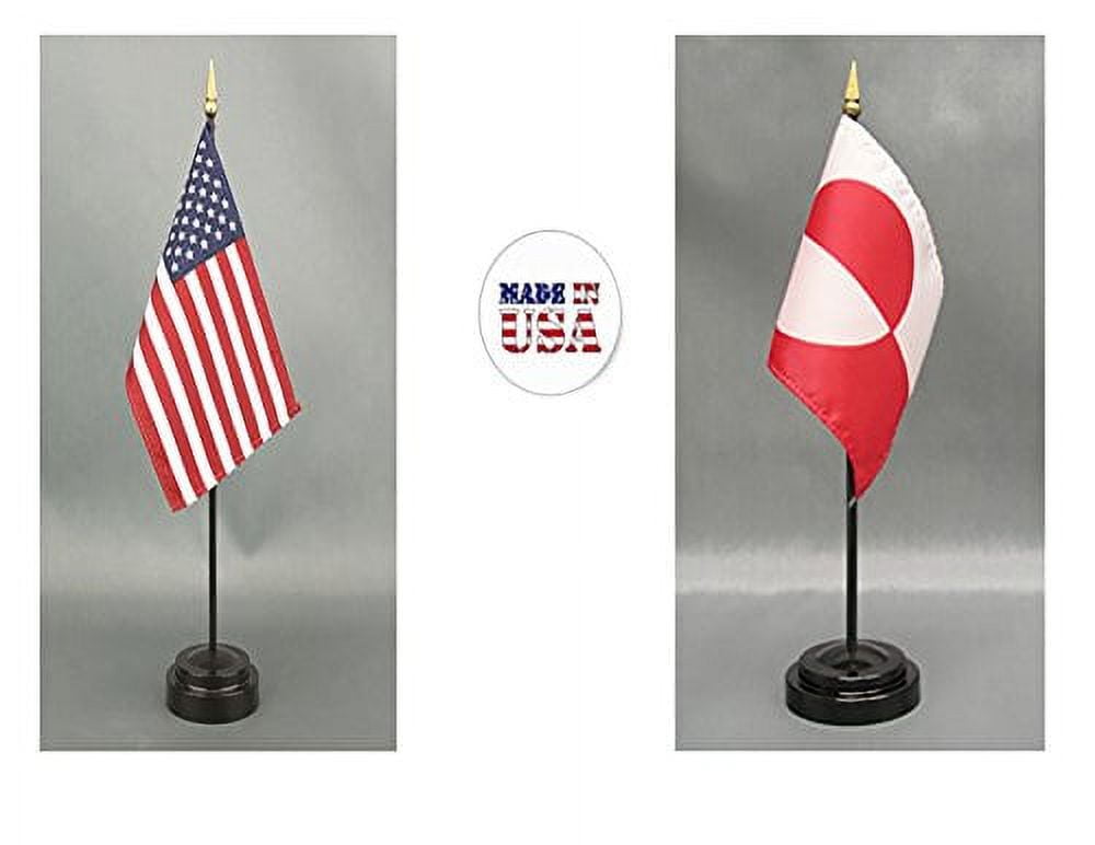 Made in The USA. 1 American and 1 Greenland Rayon 4"x6" Miniature Office Desk & Little Hand ...