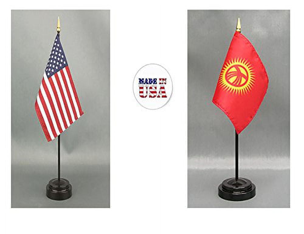 Made in The USA. 1 American and 1 Kyrgyzstan Rayon 4"x6" Miniature ...