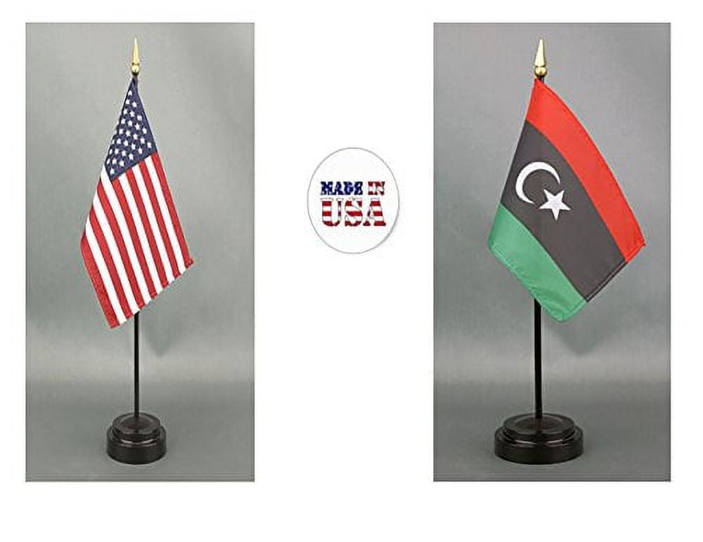 Made in The USA. 1 American and 1 Libya Rayon 4"x6" Miniature Office ...