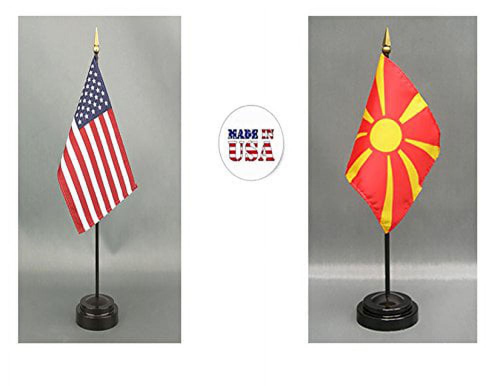 Made in The USA. 1 American and 1 Macedonia Rayon 4"x6" Miniature ...