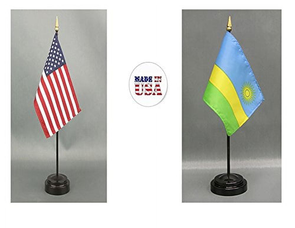 Made in The USA. 1 American and 1 Rwanda Rayon 4"x6" Miniature Office ...