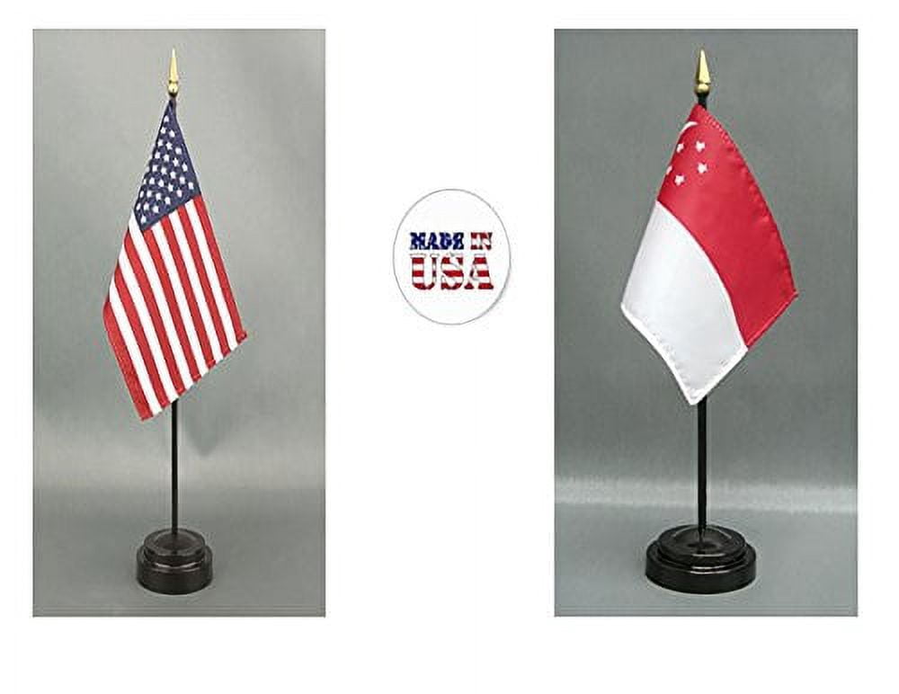 Made in The USA. 1 American and 1 Singapore Rayon 4"x6" Miniature ...