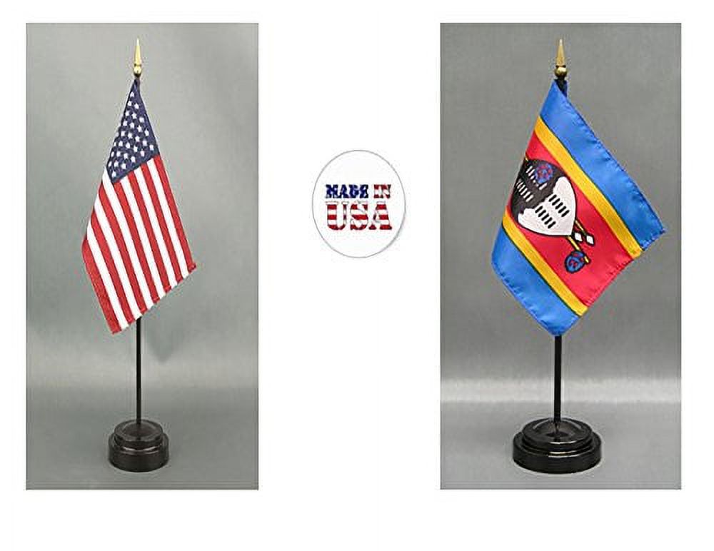 Made in The USA. 1 American and 1 Swaziland Rayon 4"x6" Miniature ...