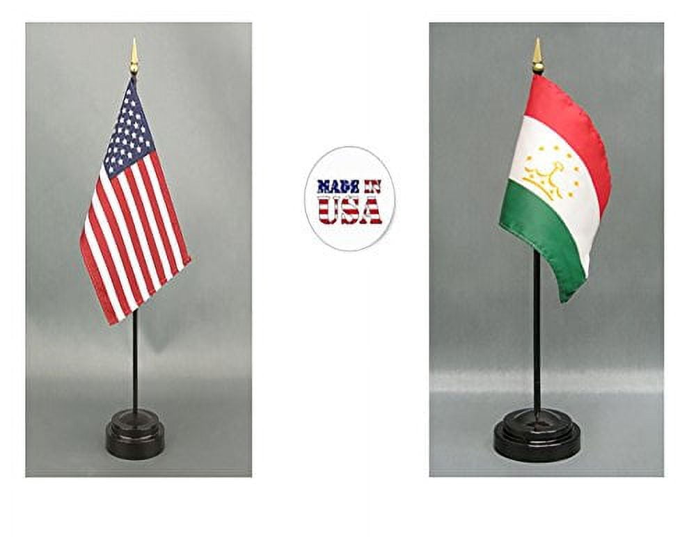 Made in The USA. 1 American and 1 Tajikistan Rayon 4"x6" Miniature ...