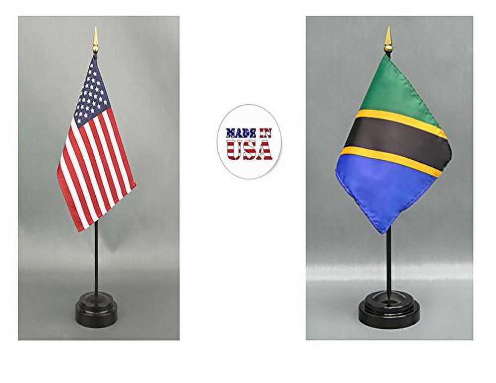 Made in The USA. 1 American and 1 Tanzania Rayon 4"x6" Miniature Office ...