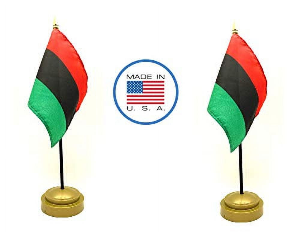 2 African American Miniature Desk & Hand Waving Flags Set - Includes 2 ...