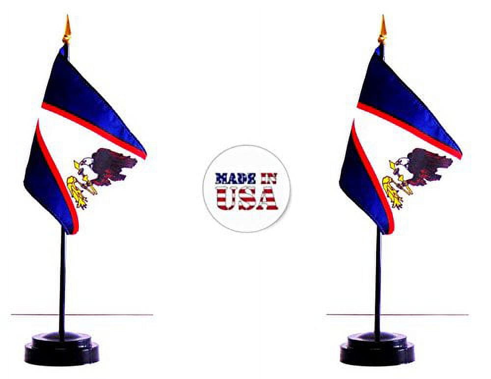 American Samoa Desk Flag Set; Two 4x6 inch American Made Table Flags ...