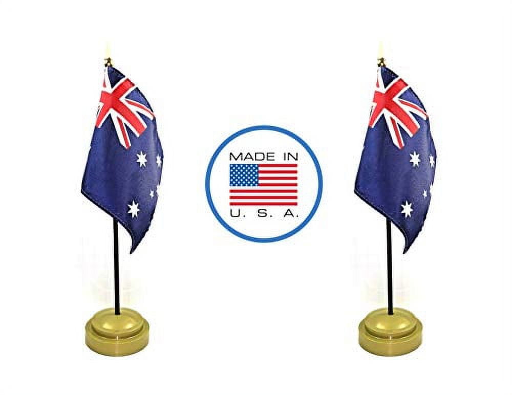 2 Australia Miniature Desk & Hand Waving Flags Set - Includes 2 Rayon 4 ...