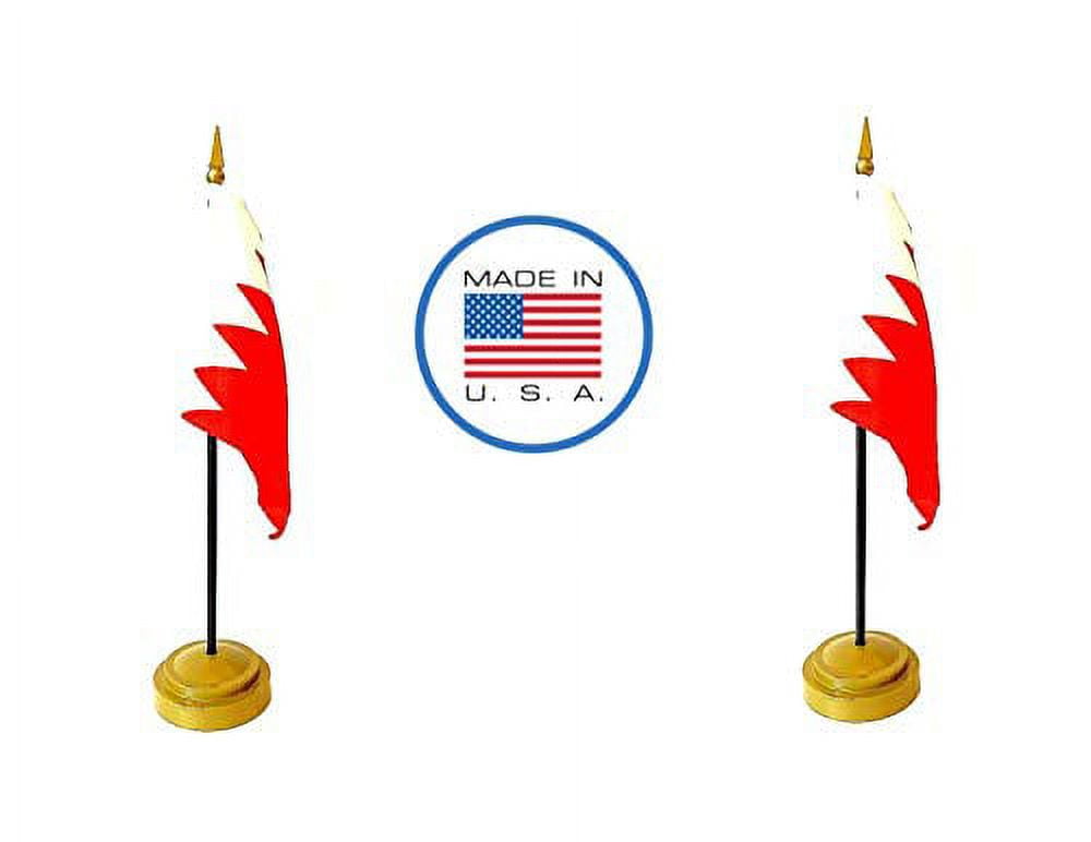 2 Bahrain Miniature Desk & Hand Waving Flags Set - Includes 2 Rayon 4 ...