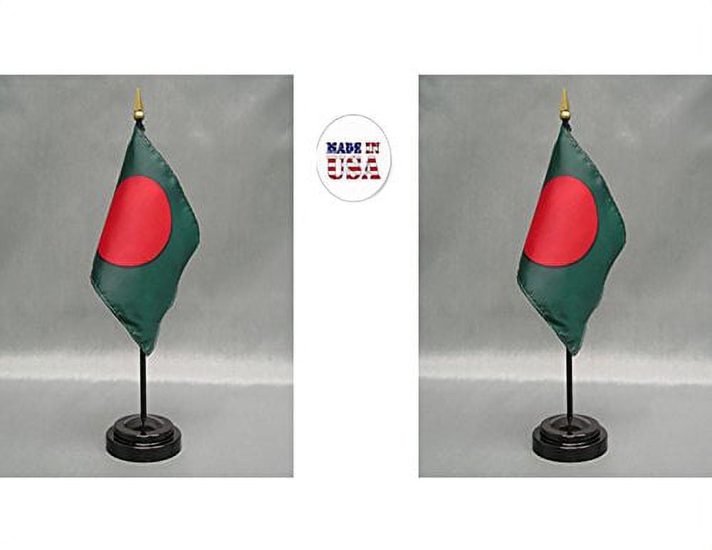 Bangladesh Desk Flag Set; Two 4x6 inch American Made Table Flags with ...