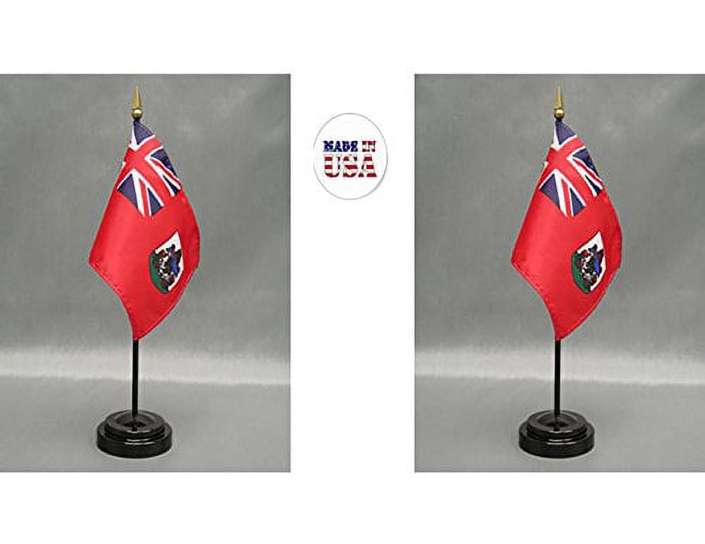 Bermuda Desk Flag Set; Two 4x6 inch American Made Table Flags with Two ...
