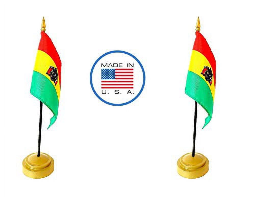 2 Bolivia Miniature Desk & Hand Waving Flags Set - Includes 2 Rayon 4 ...