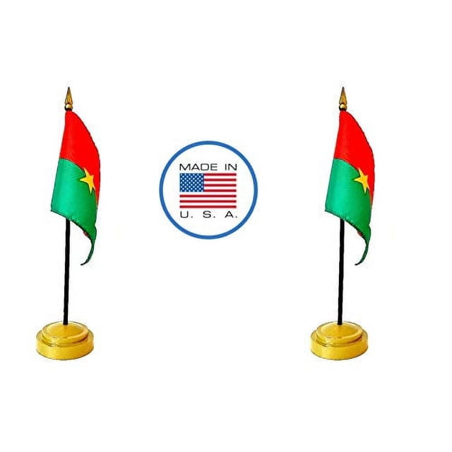 2 Burkina Faso Miniature Desk & Hand Waving Flags Set - Includes 2 ...