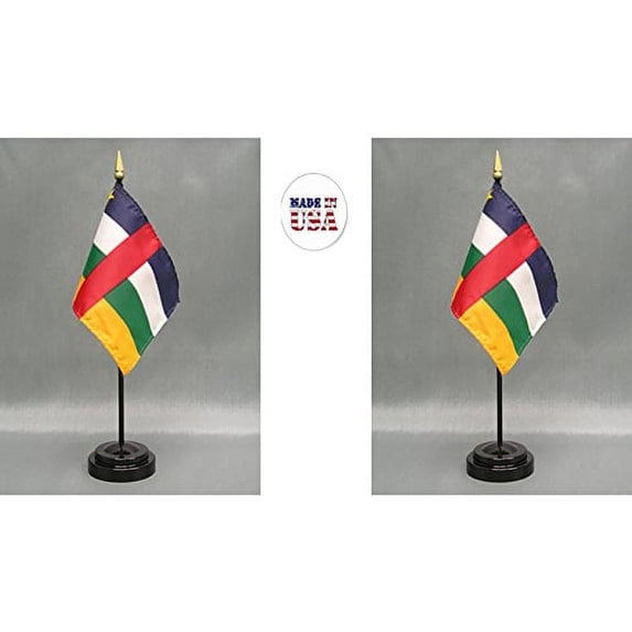 Central African Republic Desk Flag Set; Two 4x6 inch American Made ...