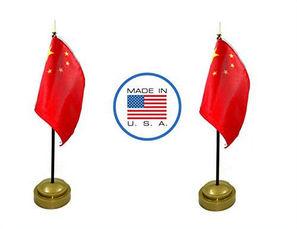 2 China Miniature Desk & Hand Waving Flags Set - Includes 2 Rayon 4"x6 ...