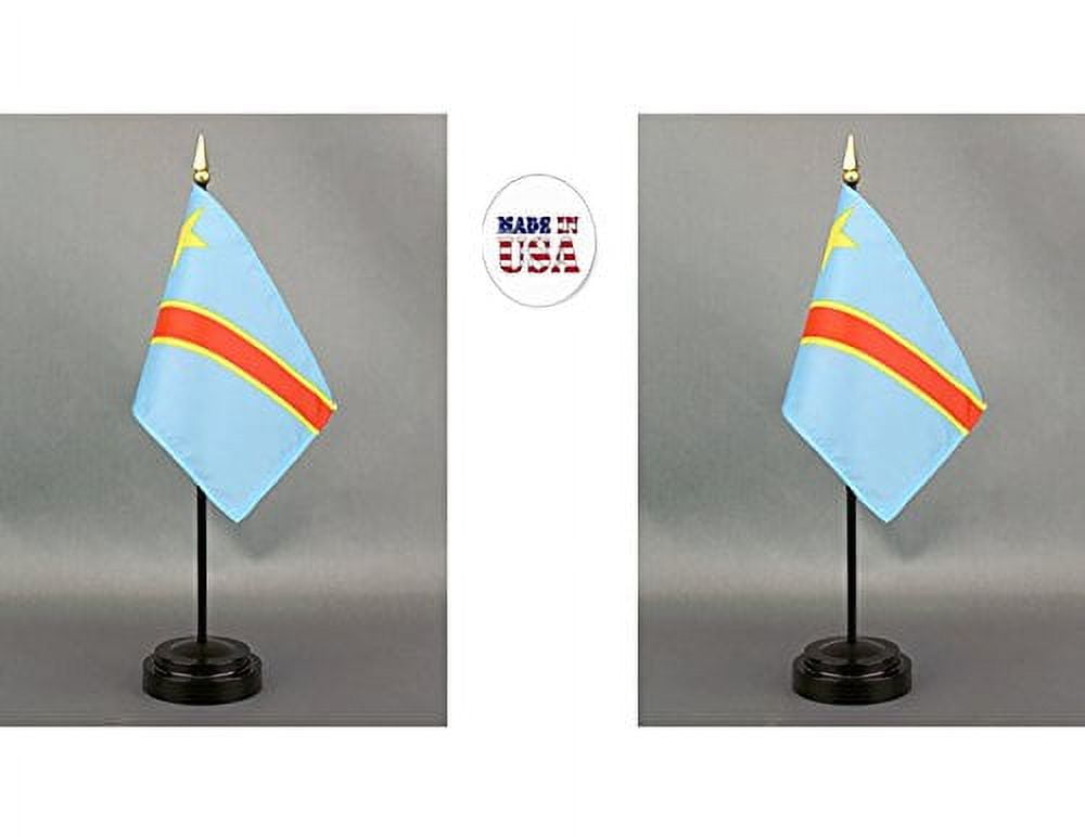 Democratic Republic of Congo Desk Flag Set; Two 4x6 inch American Made ...
