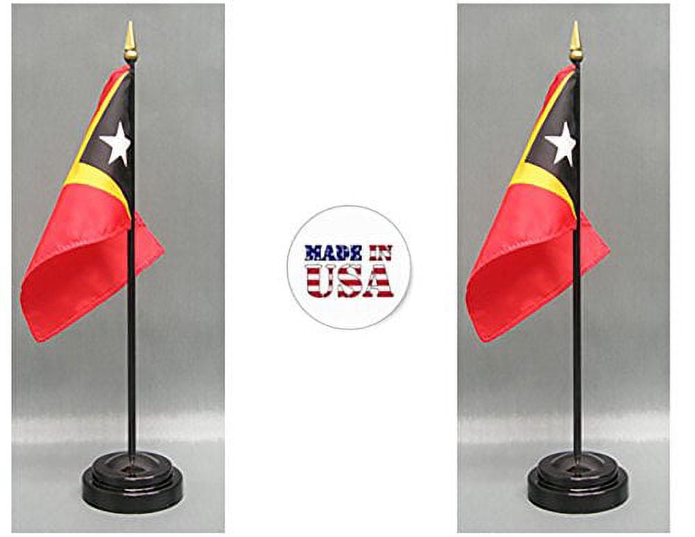 East Timor Desk Flag Set; Two 4x6 inch American Made Table Flags with ...
