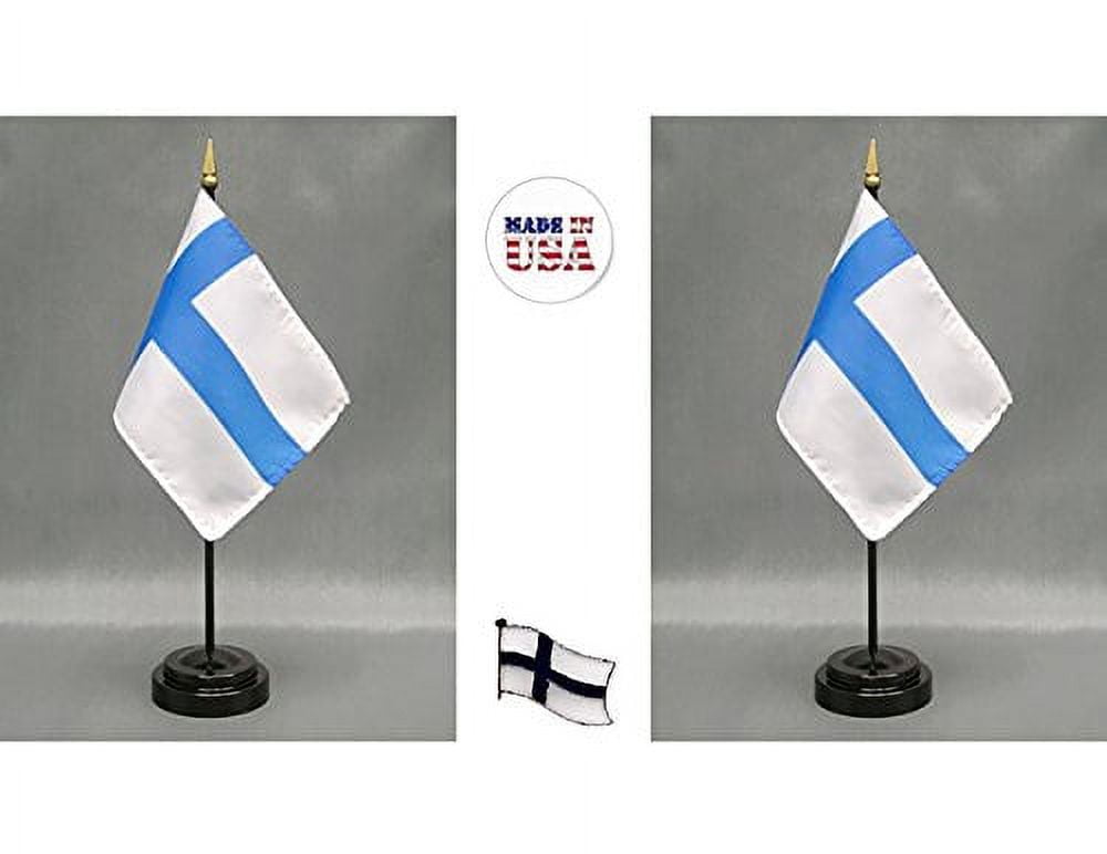 Finland Desk Flag Set; Two 4x6 inch American Made Table Flags with Two ...