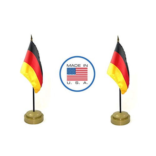 2 Germany Miniature Desk & Hand Waving Flags Set - Includes 2 Rayon 4 ...