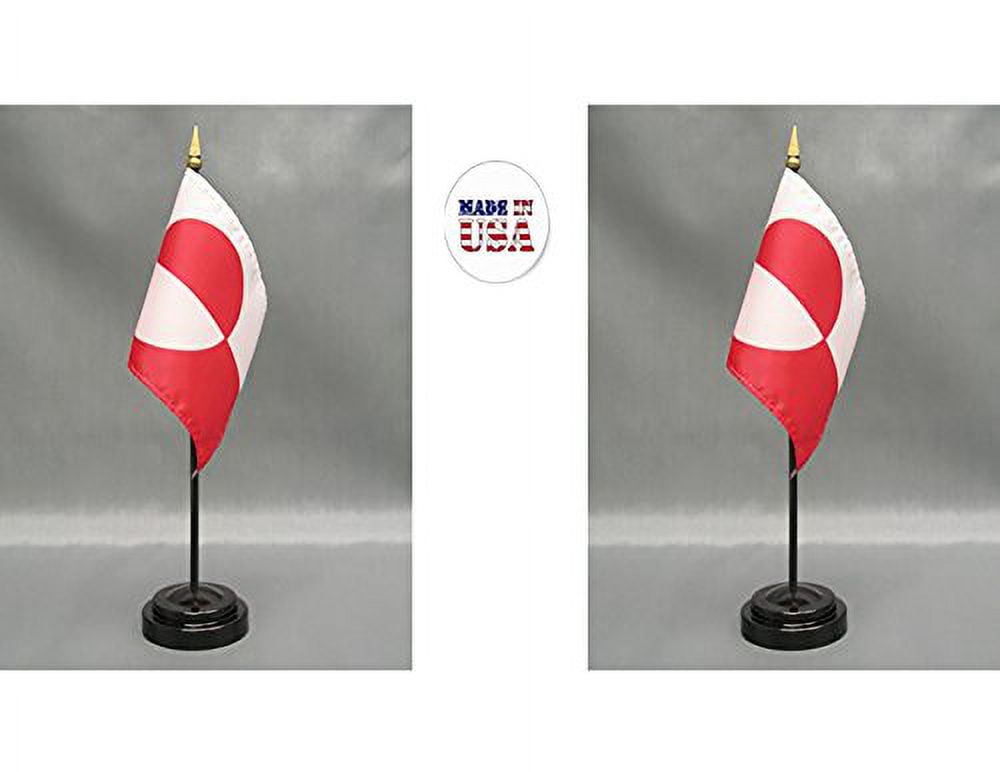 Greenland Desk Flag Set; Two 4x6 inch American Made Table Flags with ...