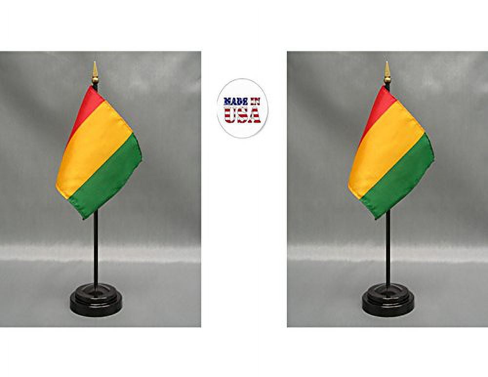 Guinea Desk Flag Set; Two 4x6 inch American Made Table Flags with Two ...