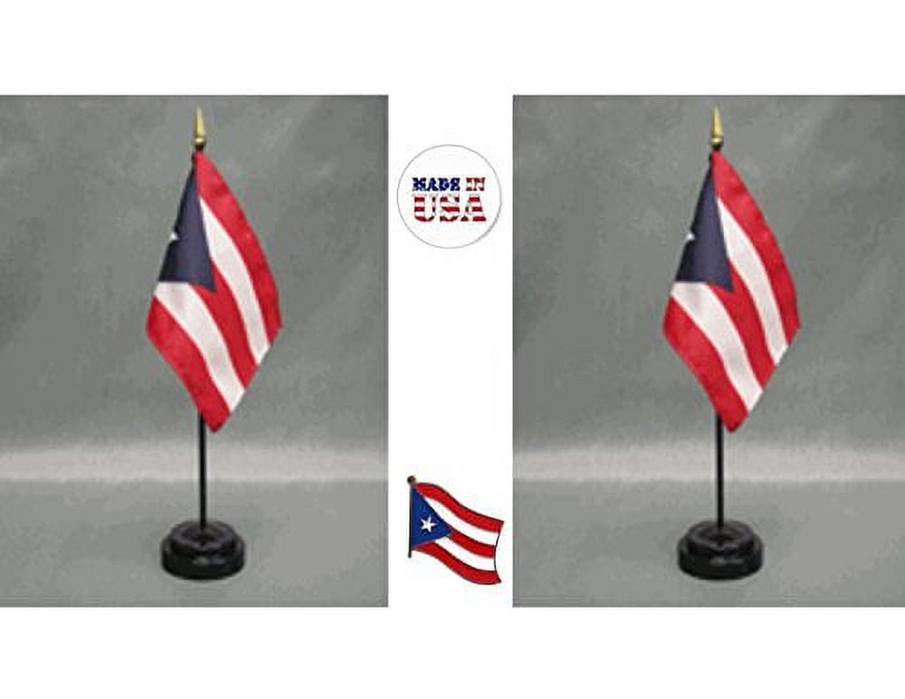Puerto Rico Desk Flag Set; Two 4x6 inch American Made Table Flags with ...