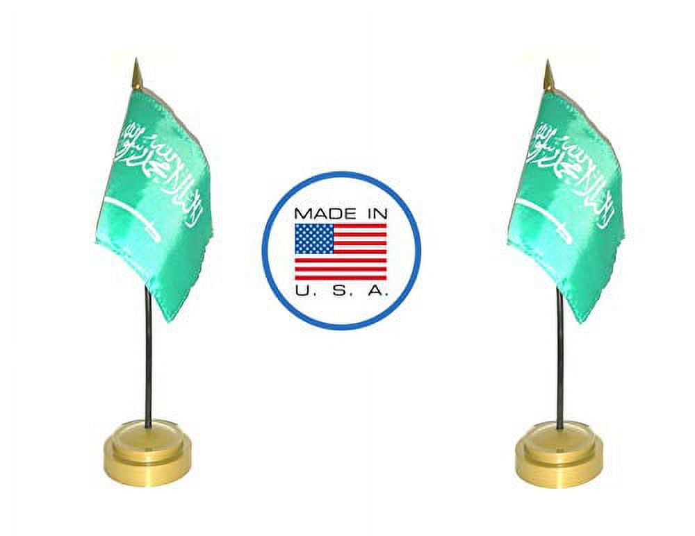 2 Saudi Arabia Miniature Desk & Hand Waving Flags Set - Includes 2 ...