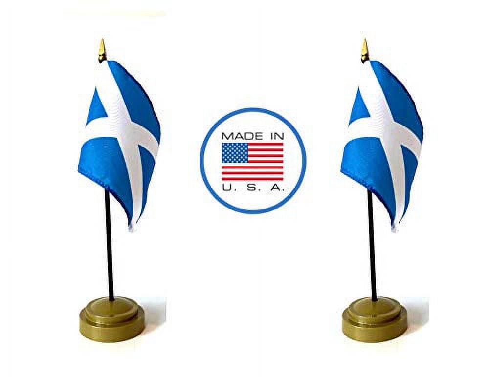 2 Scotland Cross Miniature Desk & Hand Waving Flags Set - Includes 2 ...