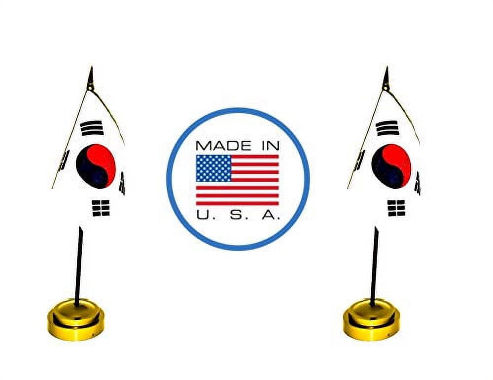 2 South Korean Miniature Desk & Hand Waving Flags Set - Includes 2 ...