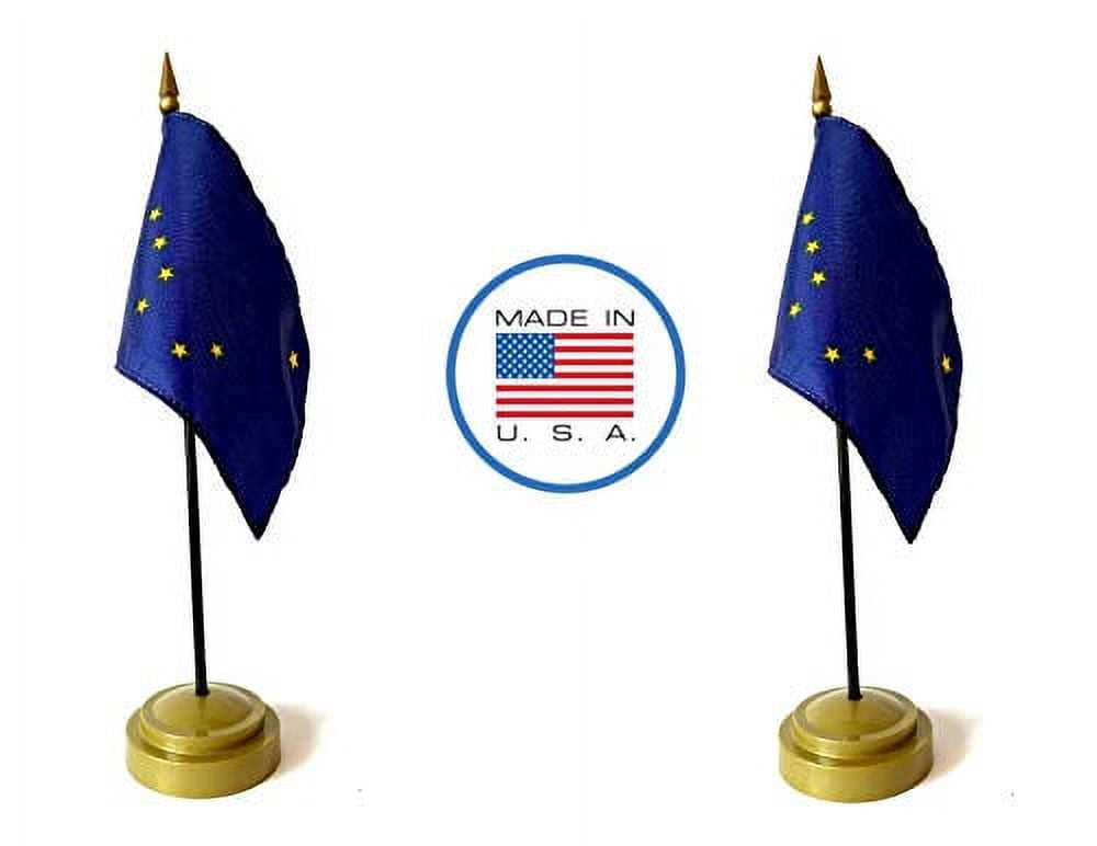 Made in The USA Flag Set. 2 Alaska Rayon 4"x6" Miniature Office Desk ...