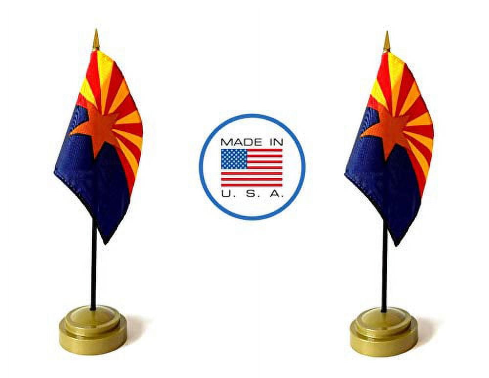 Made in The USA Flag Set. 2 Arizona Rayon 4"x6" Miniature Office Desk ...